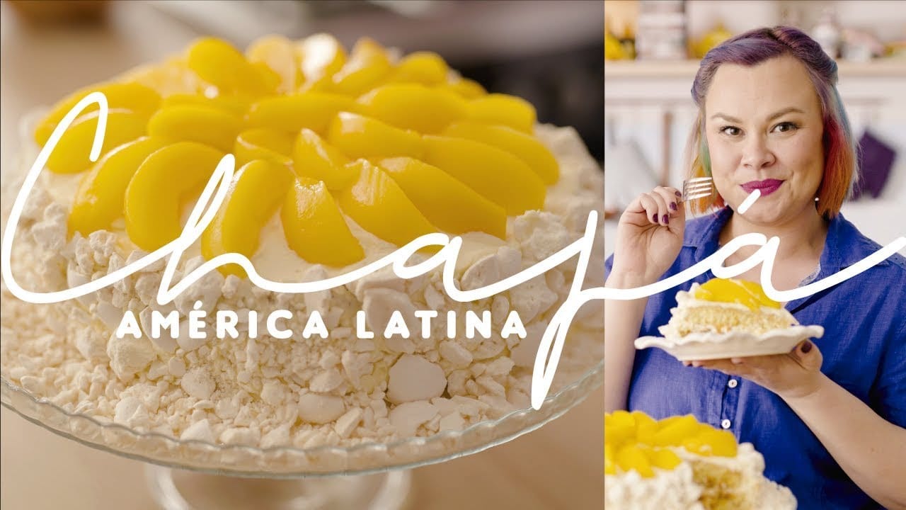 CHAJÁ (Bolo uruguaio) - Pão de ló com doce de leite e pêssego ...