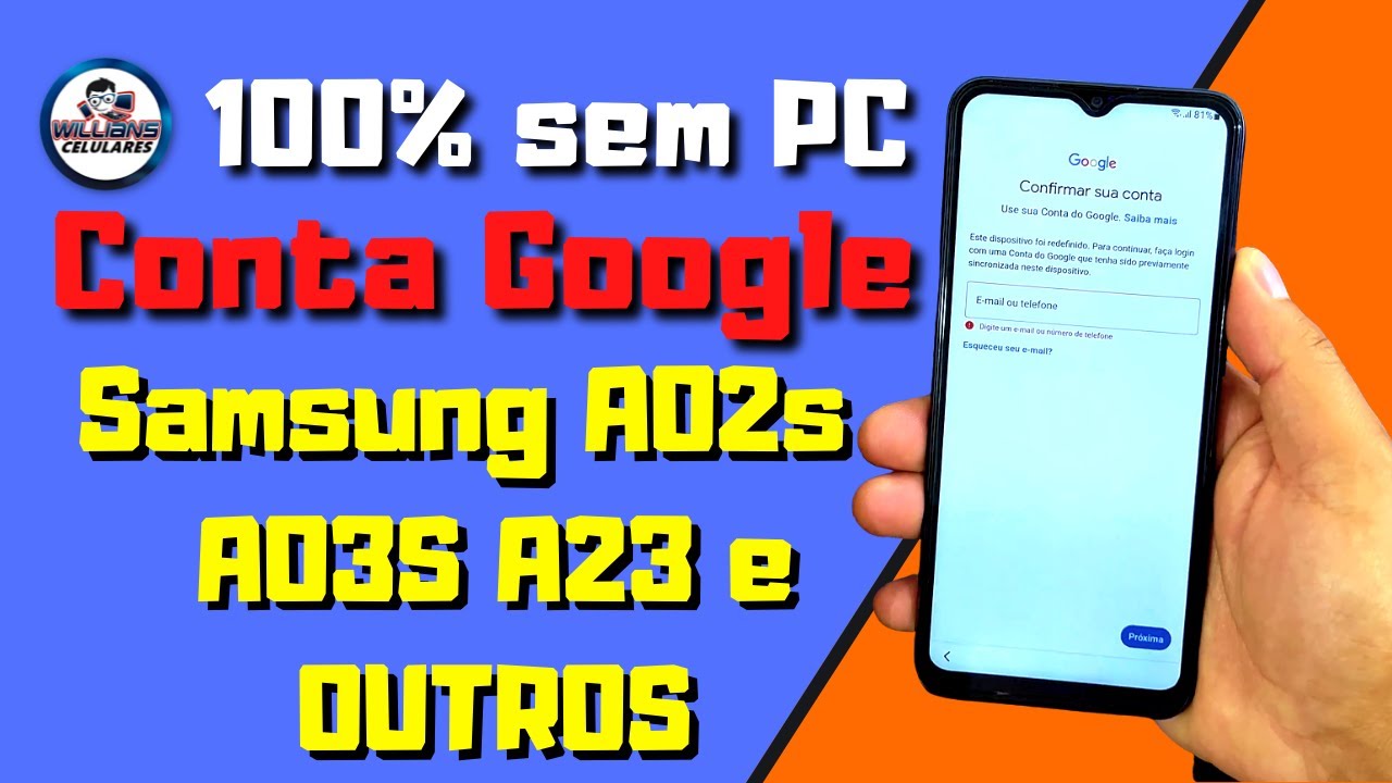 ELIMINANDO CONTA GOOGLE A02S ANDROID 11 / A03S / A23 , SEM PC - AxTudo